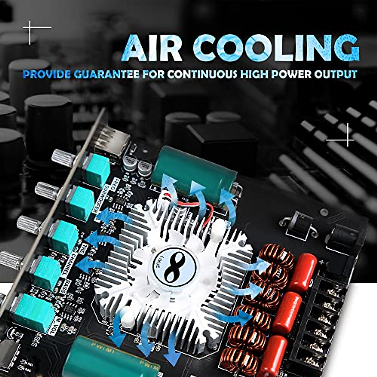 TDA7498E Bluetooth Power Amplifier Board with Subwoofer 2.1 Channel 160W×2+220W, 15V-36V Audio Power Amplifier Module with Treble and Bass Control,Black