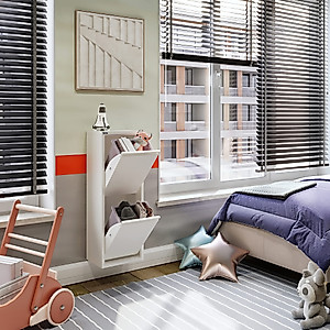 CEHA Metal Tilt-Out Multipurpose Cabinet with Hideaway Drawers- Durable Bathroom/Kitchen/Pantry/Kids' Room Organizer - Wall Mountable Versatile Separator, Double, 11" x 37" x 13", White