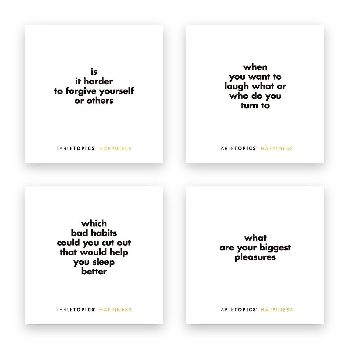 TableTopics Happiness - 135 Conversation Cards with Bonus Tips and Quotes for Meaningful Discussions About What Makes You and Others Happy