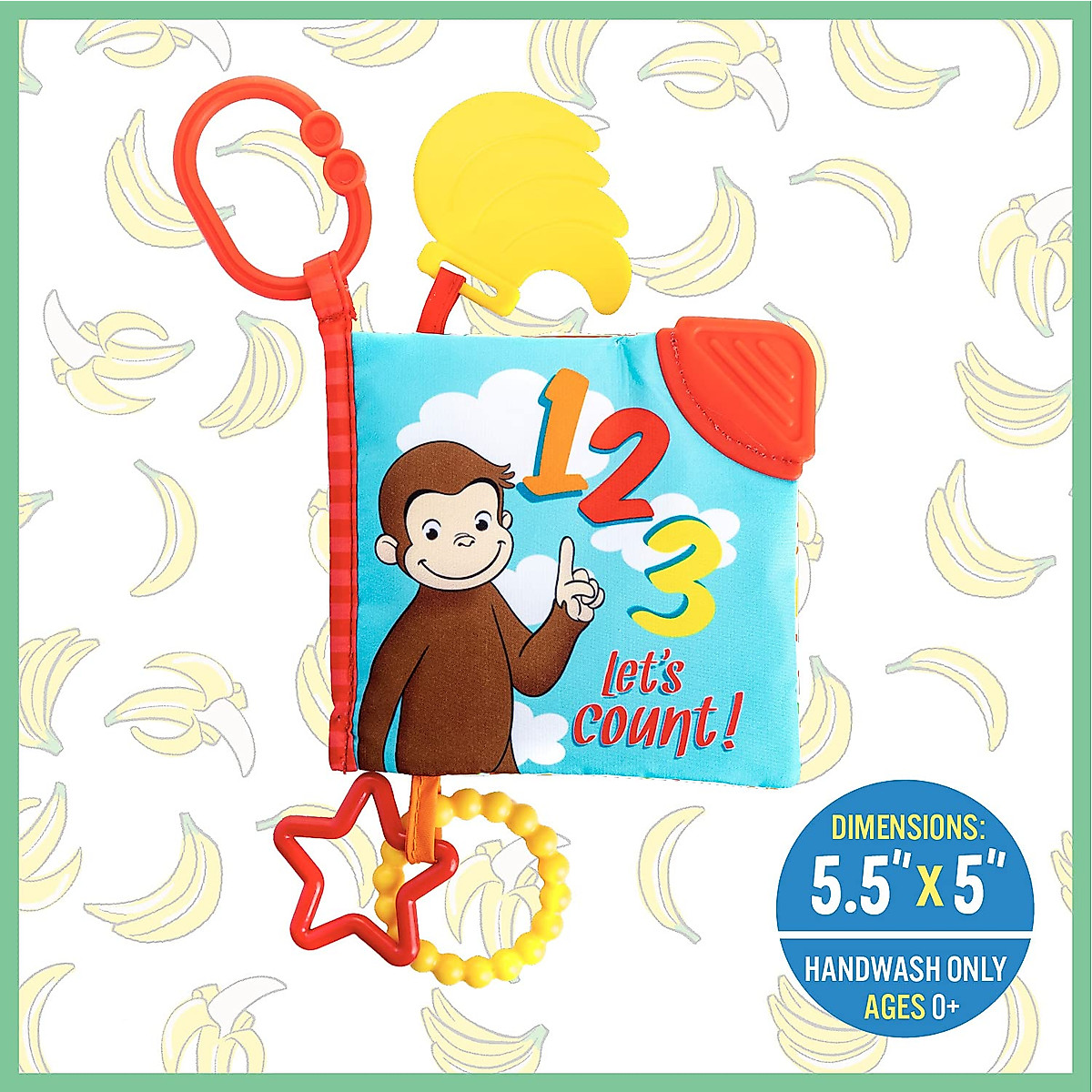 KIDS PREFERRED Curious George Soft Book with Teether and Crinkle