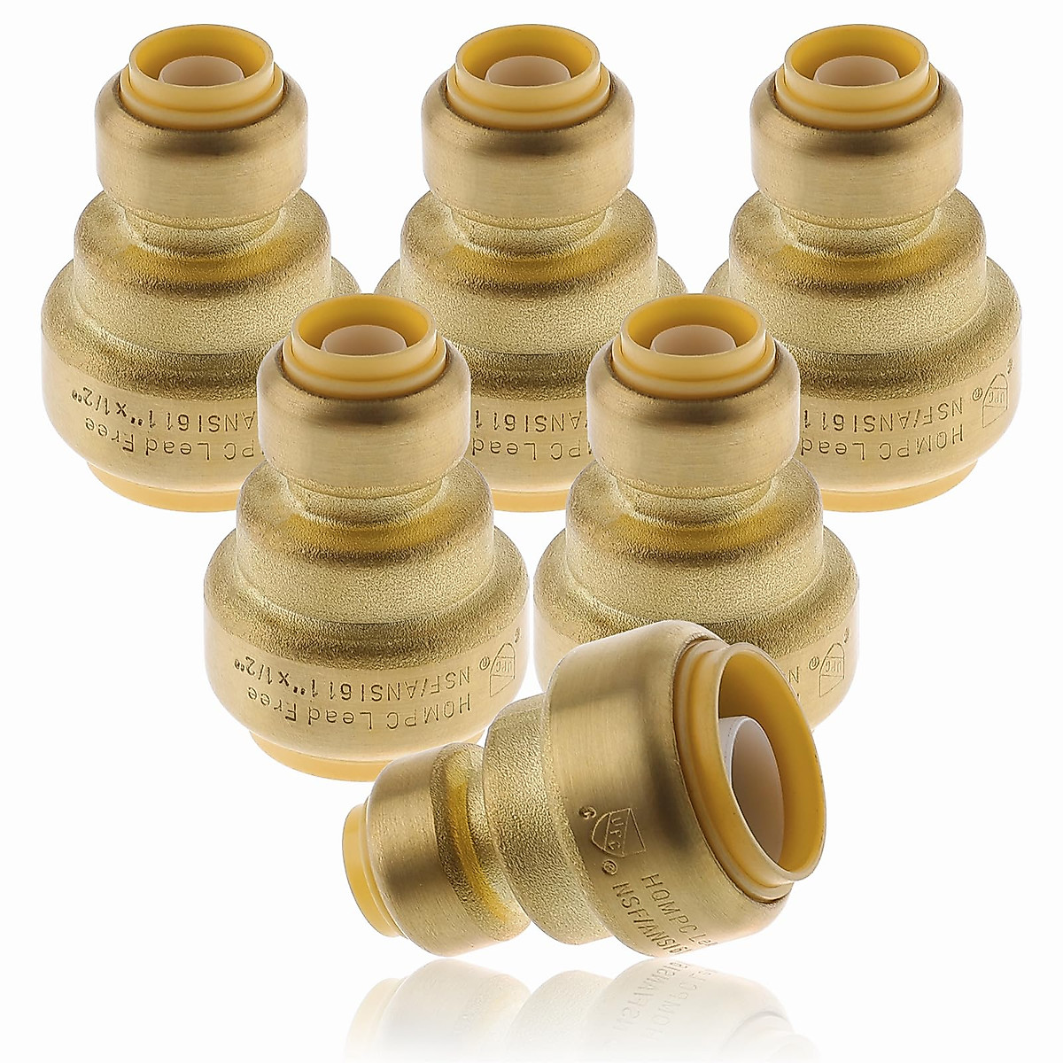 HQMPC Push Fit PEX Fittings Straight Coupling 1/2"x1, Push-to-Connect Copper, CPVC, No lead Brass Plumbing Fittings 6PCS 1/2"x1")