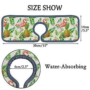 Kitchen Faucet Absorbent Mat 3 Pieces Watercolor Flamingo Pineapple Faucet Sink Splash Guard Bathroom Counter and RV,Faucet Counter Sink Water Stains Preventer