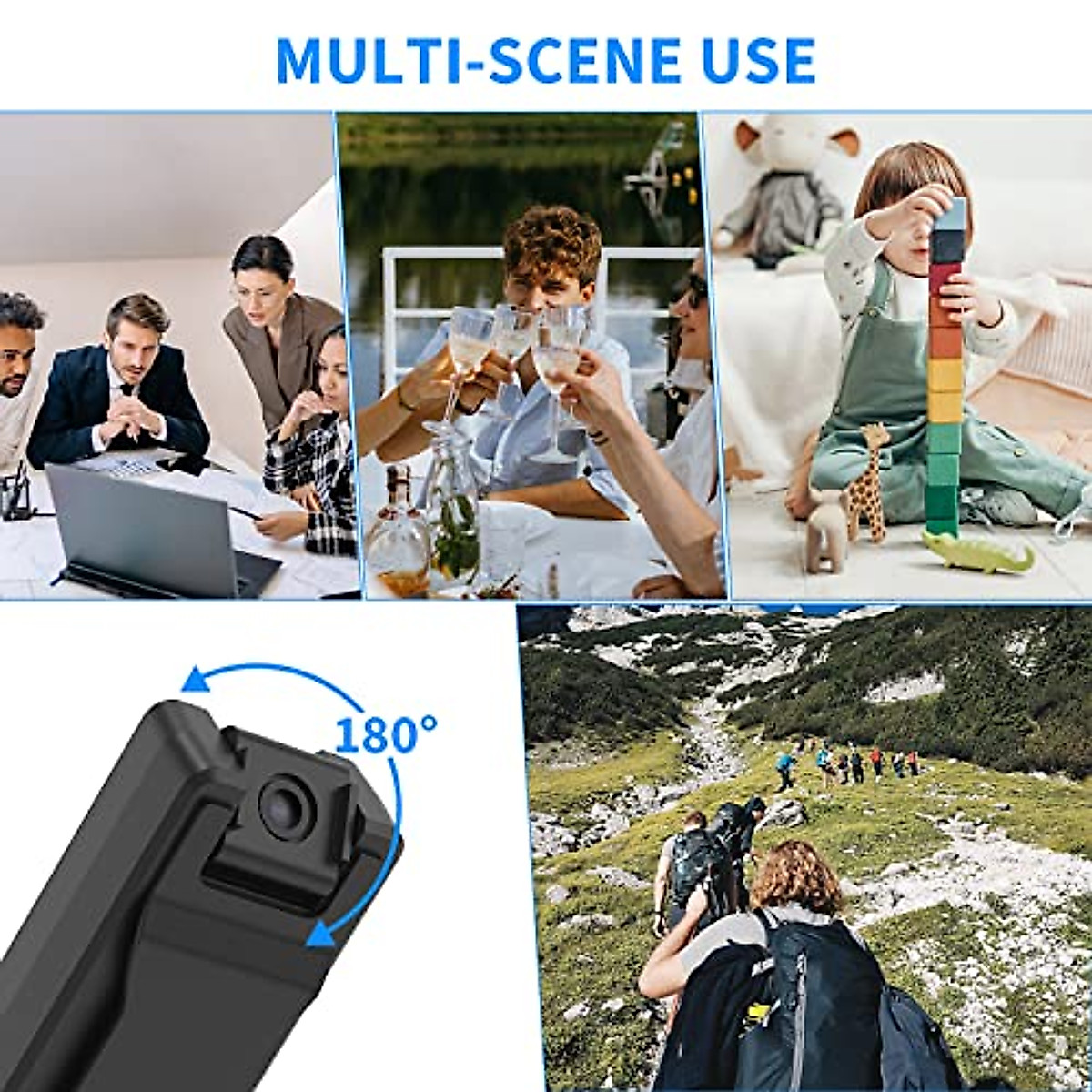 Crazytree Small Wireless WiFi Portable Camera, Security Body Cameras 1080P HD with 180° Pivoting Wide Angle Lens Remote Phone APP Room Pet Camera