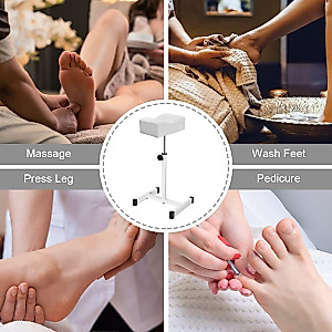 FLOLXNB Pedicure Foot Rest, Foot Massage Pedicure Stool, Tattoo Stand Adjustable Height Footstool Nail Equipment for Home Beauty Salon Spa (White)