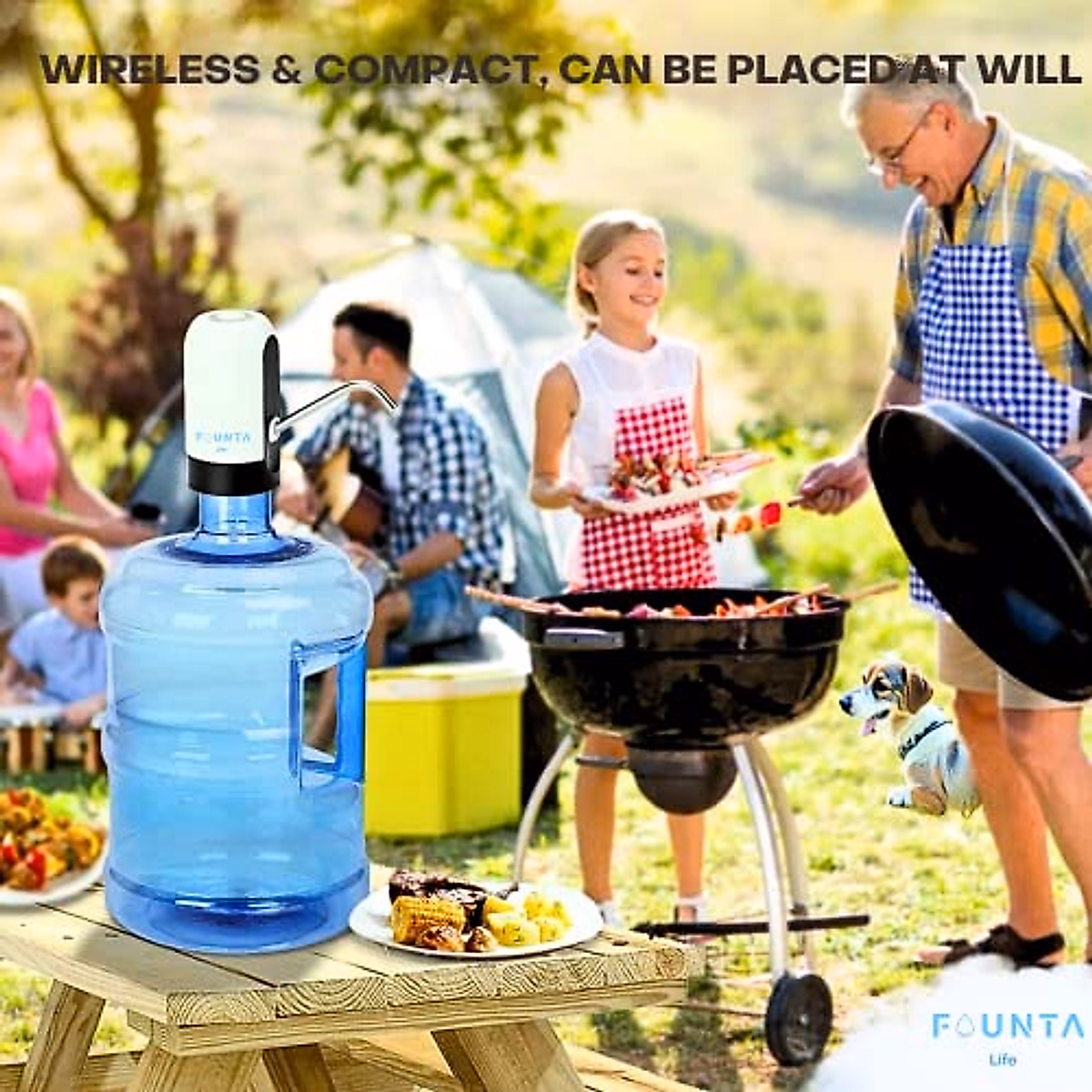 Electric Water Dispenser Pump - Food Grade Pump Pressurized for Easy Dispensing - Battery Powered Water Dispenser Compatible w/ 2-5 Gallon Water Bottles - Ideal for Home/Office/Camping Use