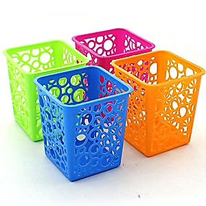 Z ZICOME Desktop Office Storage Organizer, Hollow Pen Pencil Holder Basket, Set of 4