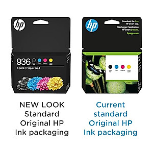 HP 936 Black, Cyan, Magenta, Yellow Ink Cartridges (4-pack) | Works with : OfficeJet 9122e; Pro: 9110b, 9125e, 9128e, 9130b, 9135e; OfficeJet Pro Wide Format 9730e | Eligible for Instant Ink | 6C3Z5LN