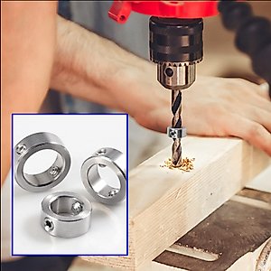 LEONTOOL 12 Pcs 3-16mm Drill Bit Depth Stop Collar Set 304 Stainless Steel Drilling Limit Ring Drill Bit Stop Collar Set Stop Bit Collar Set Drill Tool with Hex Wrenches and Storage Box
