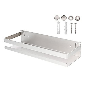 DOITOOL Wall Floating Shelves Floating Shelves Stainless Wall Mount Floating Shelves Kitchen Seasoning Rack Kitchen Storage Shelf Steel Wall Mounted Shower Storage Holder
