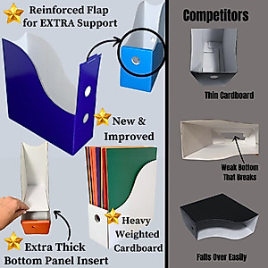 Evelots Magazine File Holder-Organizer-Full 4 Inch Wide-6 Colors-W/Labels-Set/6