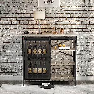 QNICE 71" LED Lights Industrial Bar (Rustic Oak-CB004)