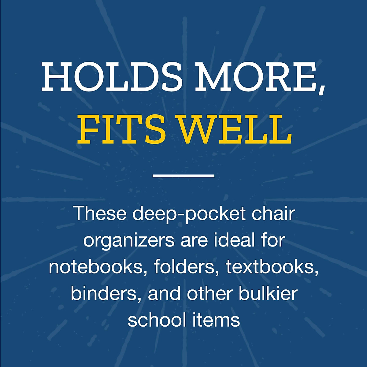 Really Good Stuff Store More Deep-Pocket Chair Pockets –6 Pack – Black