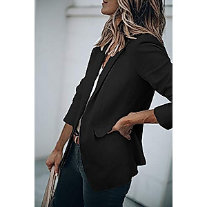 Cicy Bell Womens Casual Blazers Open Front Long Sleeve Work Office Jackets Blazer(Black,Large)