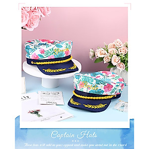 Skicuff 2 Pcs Bride Groom Captain's Hats for Bachelorette, Bridal Shower and Wedding Party