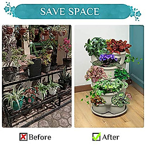 Amazing Creation Stackable Planter, Vertical Garden Planter, Strawberry Planter, Indoor/Outdoor Planters, 5 Tier Garden Tower, Herb Planter for Growing Vegetables Garden and Succulents (Off White)