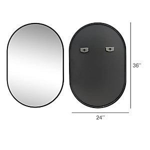 Bathroom Mirror for Wall,36''x24'',Black Oval Mirror for Bedroom Entryway Bathroom, Metal Framed Vanity Mirror(36''x24'',Black)