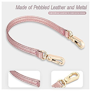 ZVE Purse Wrist Strap Length 27 inches for Wallet Case Sling Purse Handbag, Classic Pebbled Leather Wristlet Strap - Rose Gold
