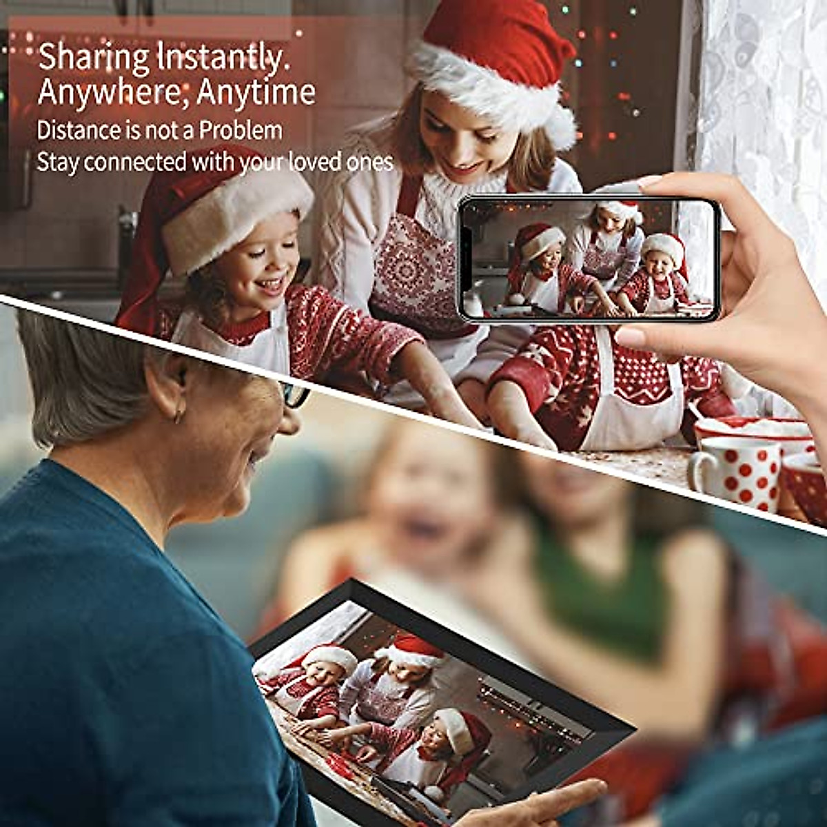 FRAMEO 10.1 Inch WiFi Digital Photo Picture Frame, Auto-Rotate Portrait and Landscape, Wall Mountable, Built in 16GB Memory, Share Moments Instantly via Frameo App