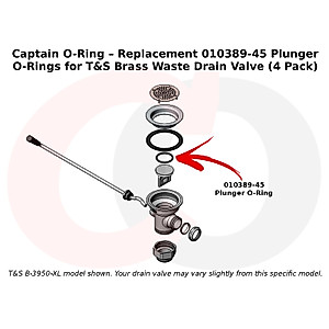 Captain O-Ring – Replacement Plunger O-Rings for 3-Tier Sink Drain, T&S Brass 010389-45 Twist Waste Drain Valve Rubber Stopper Oring (4 Pack)