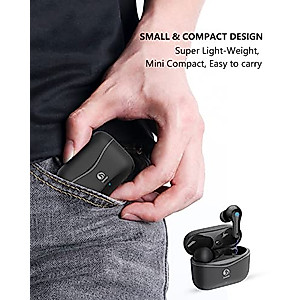 True Wireless Earbuds, TONSTEP Bluetooth 5.1 Headphones with Charging Case, Deep Bass Stereo Earphones, 30H Playtime, IPX6 Waterproof, Touch Control, in-Ear Built-in Mic Headset for Sport, Work(Black)