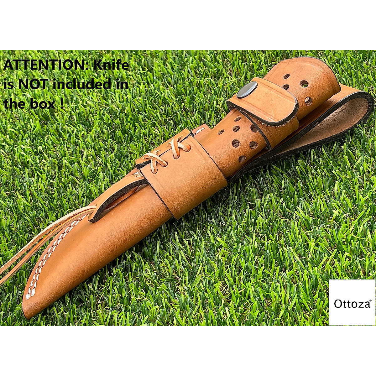 Ottoza Handmade Leather Knife Sheath SIDE DRAW Knife Sheath - Bushcraft Knife Sheath - Hunting Knife Sheath - Survival Knife Sheath - Vertical Knife Sheath Brown TOP GRAIN LEATHER No:334