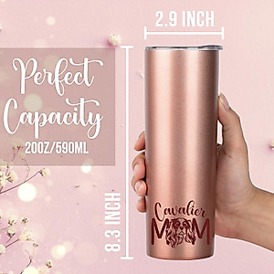 Onebttl Dog Mom Gifts, Dog Lover Gifts for Women, Best Dog Mom Ever, 20 oz Rose Gold Insulated Tumbler - Cavalier Mom