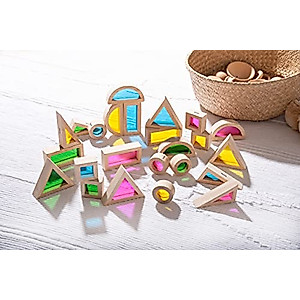 TickiT Rainbow Blocks - Set of 24 - Sensory Blocks for Toddlers Aged 12M+ - Colorful Montessori Stacking Shapes - First Building Blocks