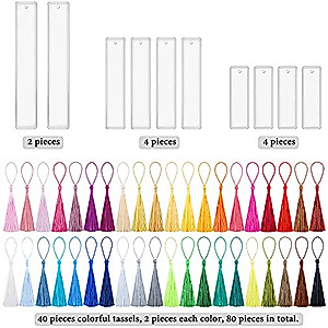 FEQO 90 Pieces Bookmark Molds with Tassels Kit Including 80 Pieces Bookmark Tassels and 10 Pieces Rectangle Silicone Bookmark Mold for Epoxy Resin Casting