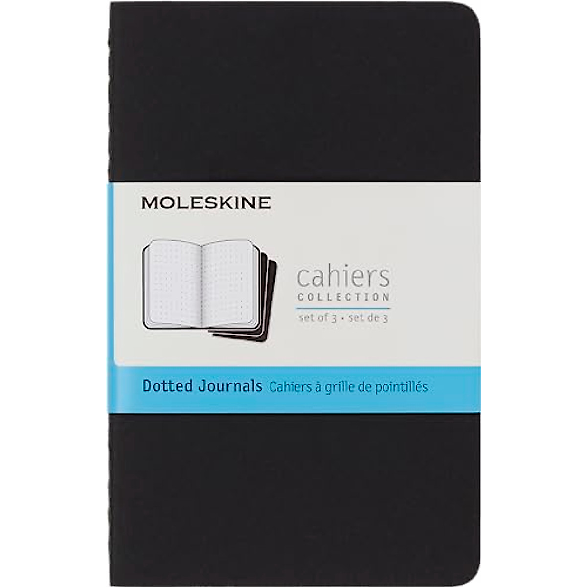 Moleskine Cahier Journal, Soft Cover, Pocket (3.5" x 5.5") Dotted, Black, 64 Pages (Set of 3)