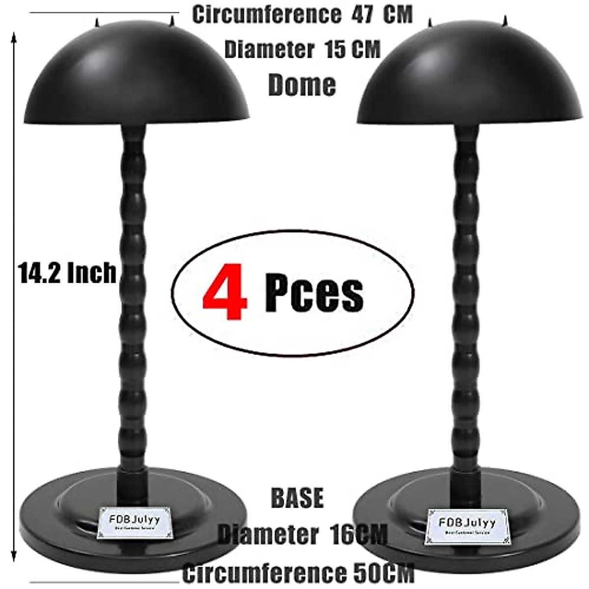 FDBJulyy 4 PCS Wig Stand Wig head Stand Wig head,4 PCS Wig Stand for 14.2 Inch wigs Portable Wig Holder Hat Display Portable Travel Wig Holder Stands for Multiple Wig Head Stand Stable (4 Pack Black)