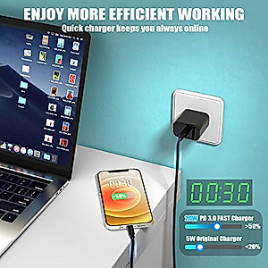 [Apple MFi Certified] iPhone Fast Charger, Veetone 20W PD Type C Power Wall Charger Plug with 6FT Nylon Braided USB-C to Lightning Quick Charging Sync Cable for iPhone 14/13/12/11/XS/XR/X/iPad/AirPods