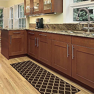 Machine Washable Elegant Trellis Design Non-Slip Rubberback 2x5 Traditional Runner Rug for Hallway, Kitchen, Bedroom, Entryway, 20" x 59", Brown