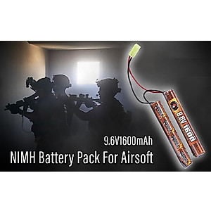 Lancer Tactical Airsoft RC Battery Charger and 9.6V NiMH 1600mAh Rechargeable Butterfly Battery Pack for Airsoft AEGs