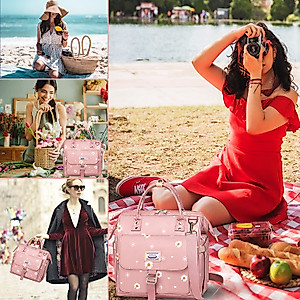 Weitars Lunch Bag for Women,Floral Insulated Lunch Box Lunch Tote,Wide-Open Lunch Purse with Removable Shoulder Strap,Lunchbag for Work Picnic Hiking