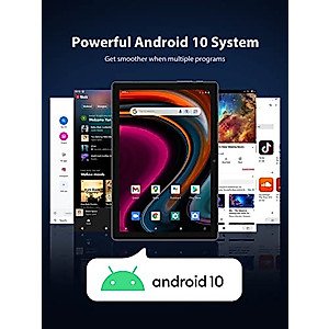 YUMKEM 10 inch Octa Core Tablet, 4GB RAM 64GB Storage, Android Tablet with Keyboard and Tablet Case, 10.1” IPS HD Display, Android OS, 6000 mAh Battery, Bluetooth, 5G Wi-Fi, GPS, FM, Dark Grey