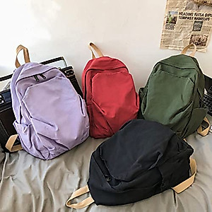 Kaupuar Minimalist Aesthetic Canvas Backpack Simple School Daypack for Adults and Teens (Black)