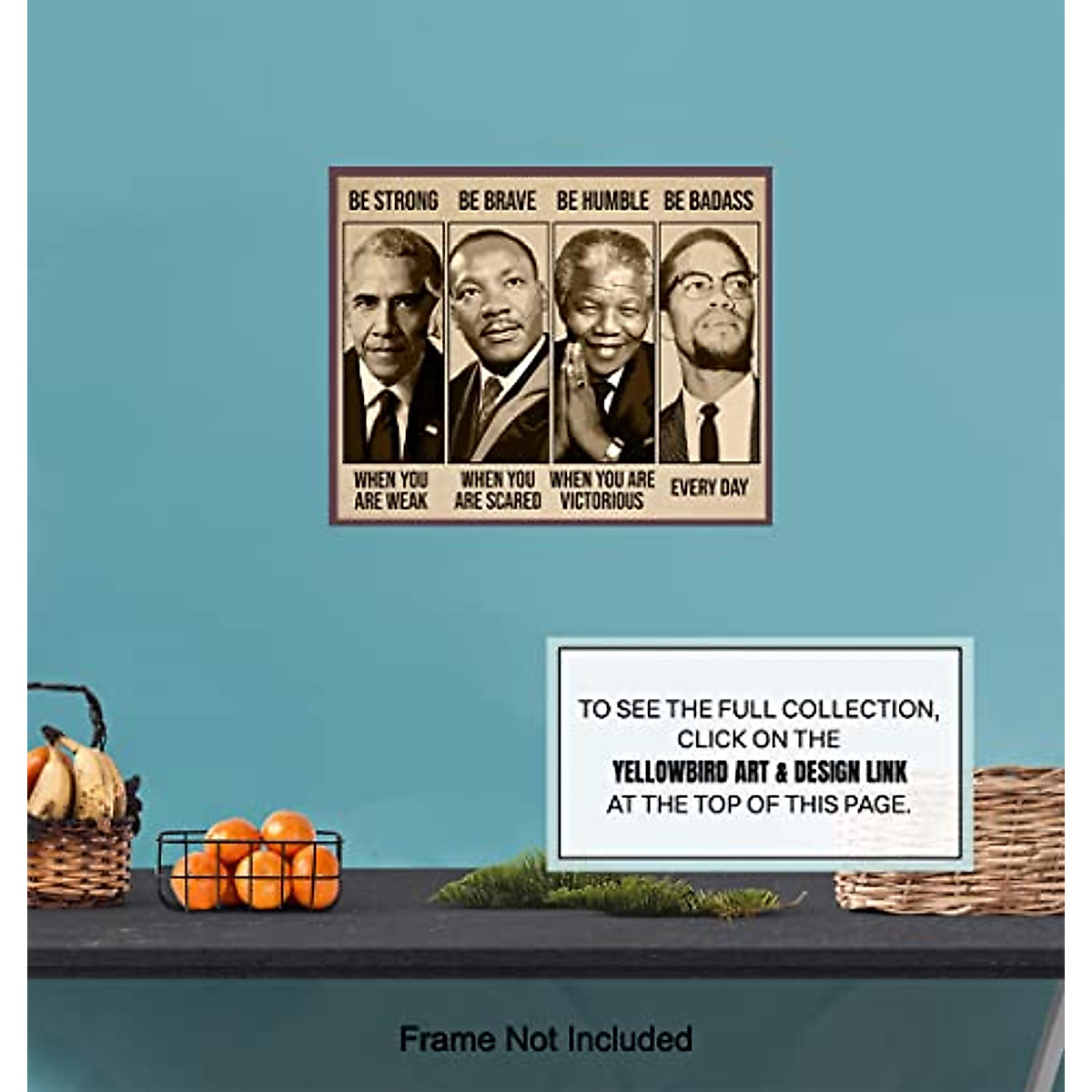 Inspirational African American Wall Art & Decor - Be Strong Be Brave Be Badass - Classroom Decor - Positive Motivational Quotes - Black Culture - Black Pride - Afro American, Black Men, Boys Poster