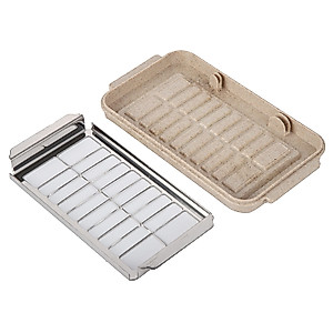 Butter Dish, Butter Storage Container with Transparent Lid, Butter Keeper with Stainless Steel Butter Cutter, Plastic Butter Keeper Tray for Home or Camping