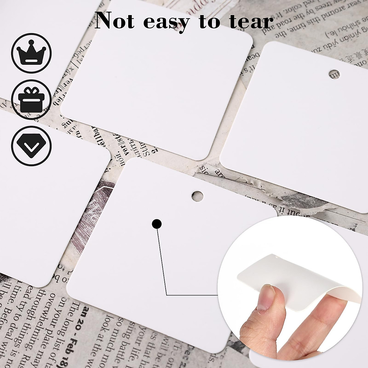 SallyFashion 80pcs White Paper Gift Tags with String, 2x2 Inch Square Hanging Labels Cloth Business Craft Blank Tags