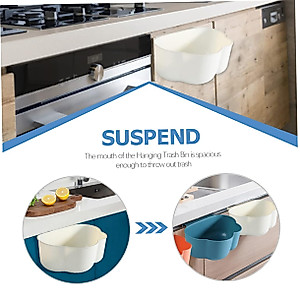 MAGICLULU Hanging Trash Can Kitchen Trash Bin Cloud Shaped Trash Can Bending Movement Reducing Trash Can Desktop Wastebasket Kitchen Cabinet Container Small Trash Can Plastic White