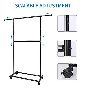 Horizontal and Vertical Black Double Rod Garment Rack