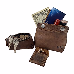 Hide & Drink, Leather Wedding Ring Holder & Money Travel Purses - Proposal Ring Pouch - Card Keychain & Change Pouches Handmade