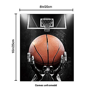 liflikwall Basketball art prints, set of 6 (8 X 10 in)-gifts for sports fans, men, boys, teenagers, art decoration for offices, bedrooms, and living rooms-frameless printing