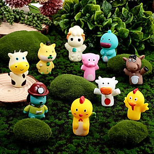 Chengu 10 Pcs Finger Puppets Rubber Farm Animal Finger Puppets Easter Basket Stuffers Egg Fillers Fun Bath Gifts Birthday Party Favors for Kids Toddlers Boys Girls