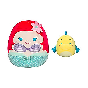 Squishmallows Original Disney 10-Inch Ariel and 4-Inch Flounder 2-Pack Plush - Ultrasoft Official Jazwares Plush