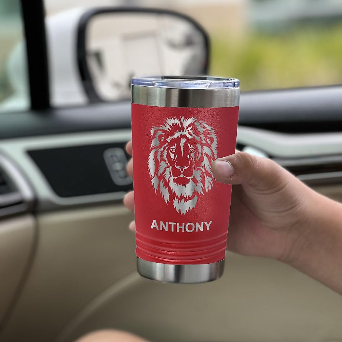 LaserGram 16oz Vacuum Insulated Pint Tumbler, Indian Elephant, Personalized Engraving Included (Maroon)