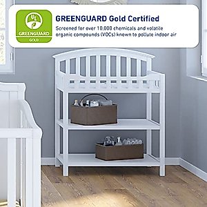 Graco Changing Table with Water-Resistant Change Pad and Safety Strap, White, Multi Storage Nursery Changing Table for Infants or Babies