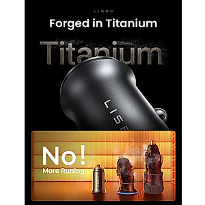 LISEN USB C Car Charger Fast Charging 60W 2-Pack Type C Car Phone Charger Mini&Metal USB C Cigarette Lighter Adapter for Ipad Pro iPhone 15 Pro Max Plus Apple Ipad Pro Samsung Galaxy S24 Google Pixel