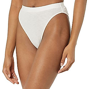 Amazon Essentials Women's Ribbed High Waist Tanga Brief, Pack of 4, Brown/Pale Pink/Green, X-Small