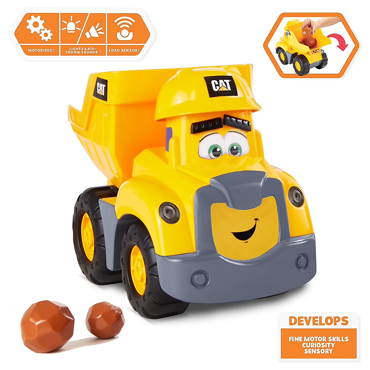 CAT Construction Toys, Buddies Preschool Dump Truck, Junior Crew, Interactive, Moving, Lights & Sounds, For Ages 2 and Older